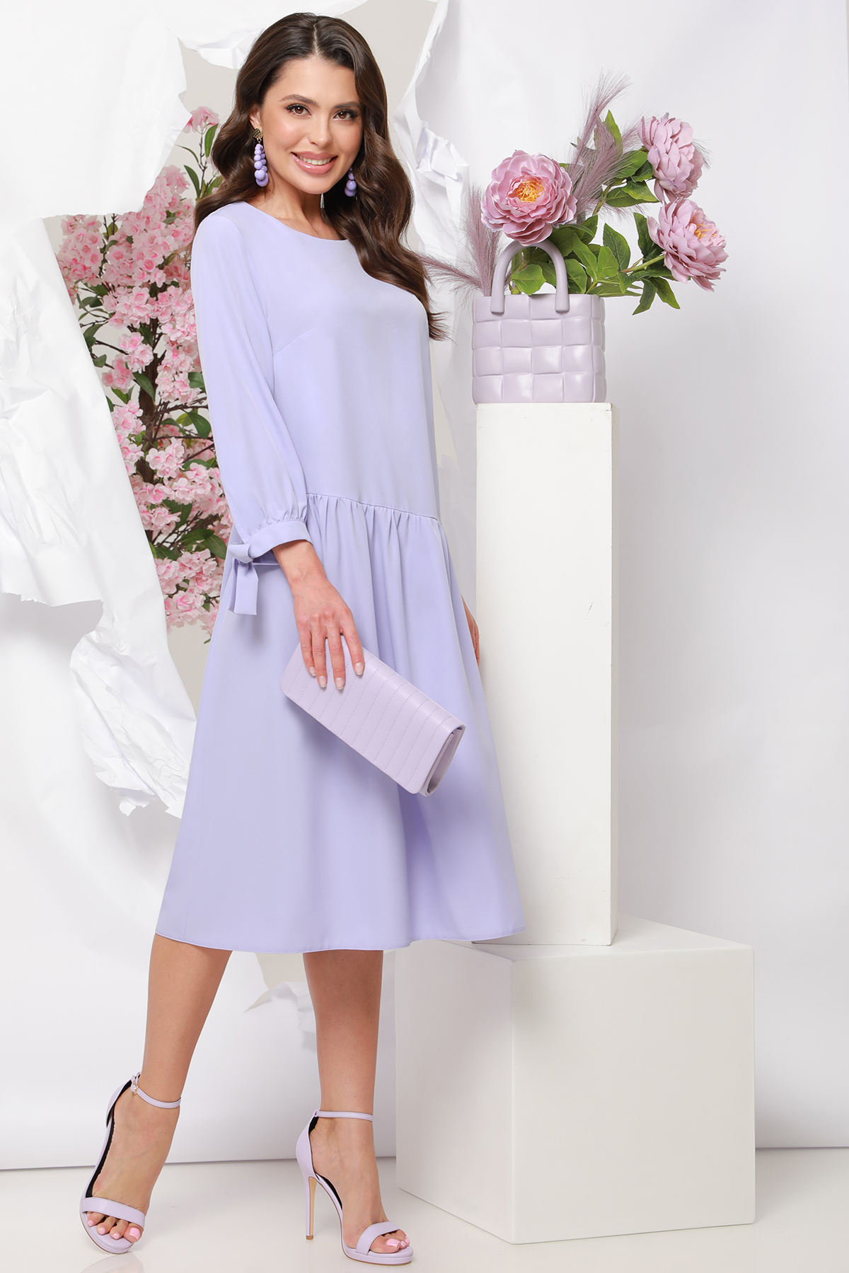 Платье сиреневое с асимметричной оборкой - купить оптом по выгодной цене | Интернет-магазин «DS ...